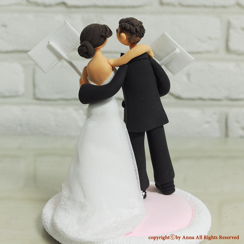 Cute Couple With Just Married Banner Wedding Cake Topper - Etsy