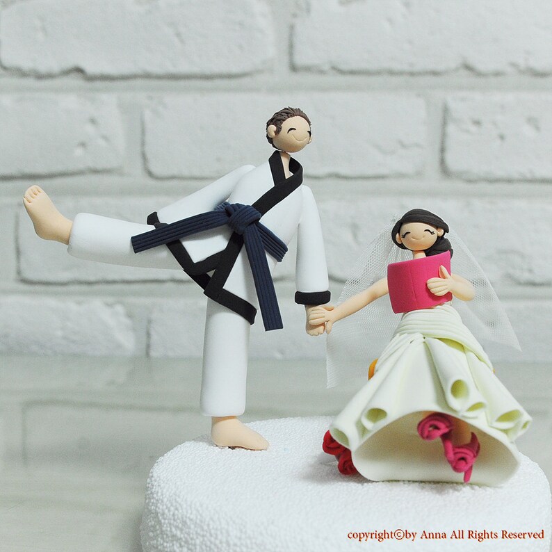 Teacher Bride and Jujit-su Mania Groom Wedding Cake Topper - Etsy