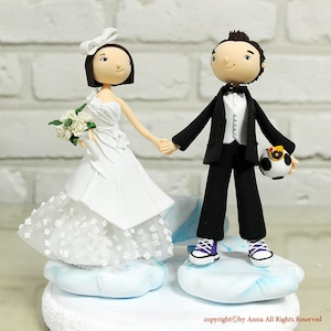 Cute Couple Caricature Custom Wedding Cake Topper Decoration ...