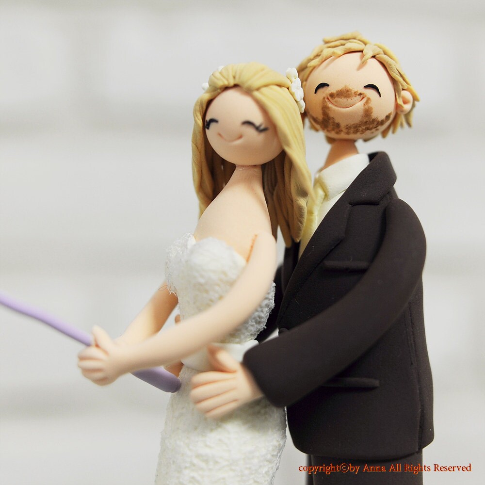 Fishing at Beach, Lake Theme Custom Wedding Cake Topper Decoration Gift ...