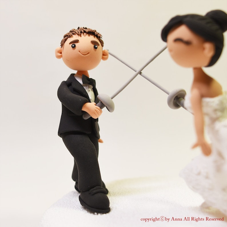 Fencing Sports Couple Wedding Cake Topper - Etsy
