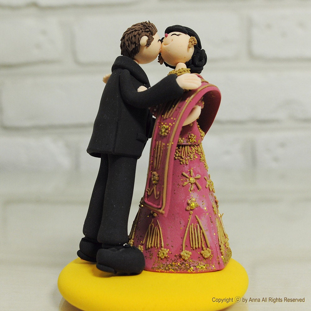 Custom Wedding Cake Topper Indian traditional attire | Etsy