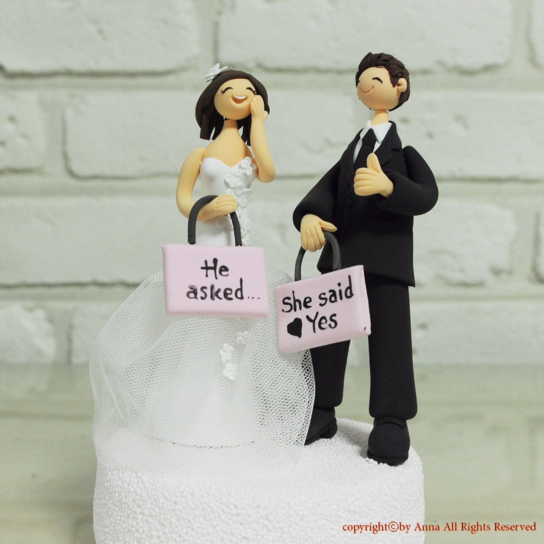Custom Wedding Cake Topper -romantic Proposal Theme- - Etsy