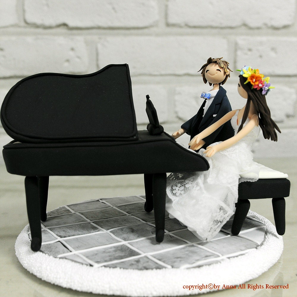 Playing Piano Couple Custom Wedding Cake Topper Decoration - Etsy