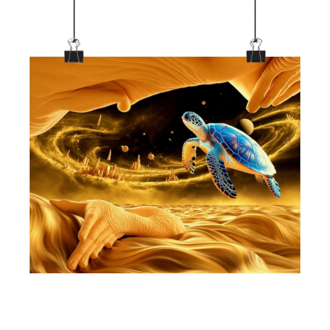 Mystical Sea Turtle Matte Poster Print: Surreal Astral Artwork - Etsy