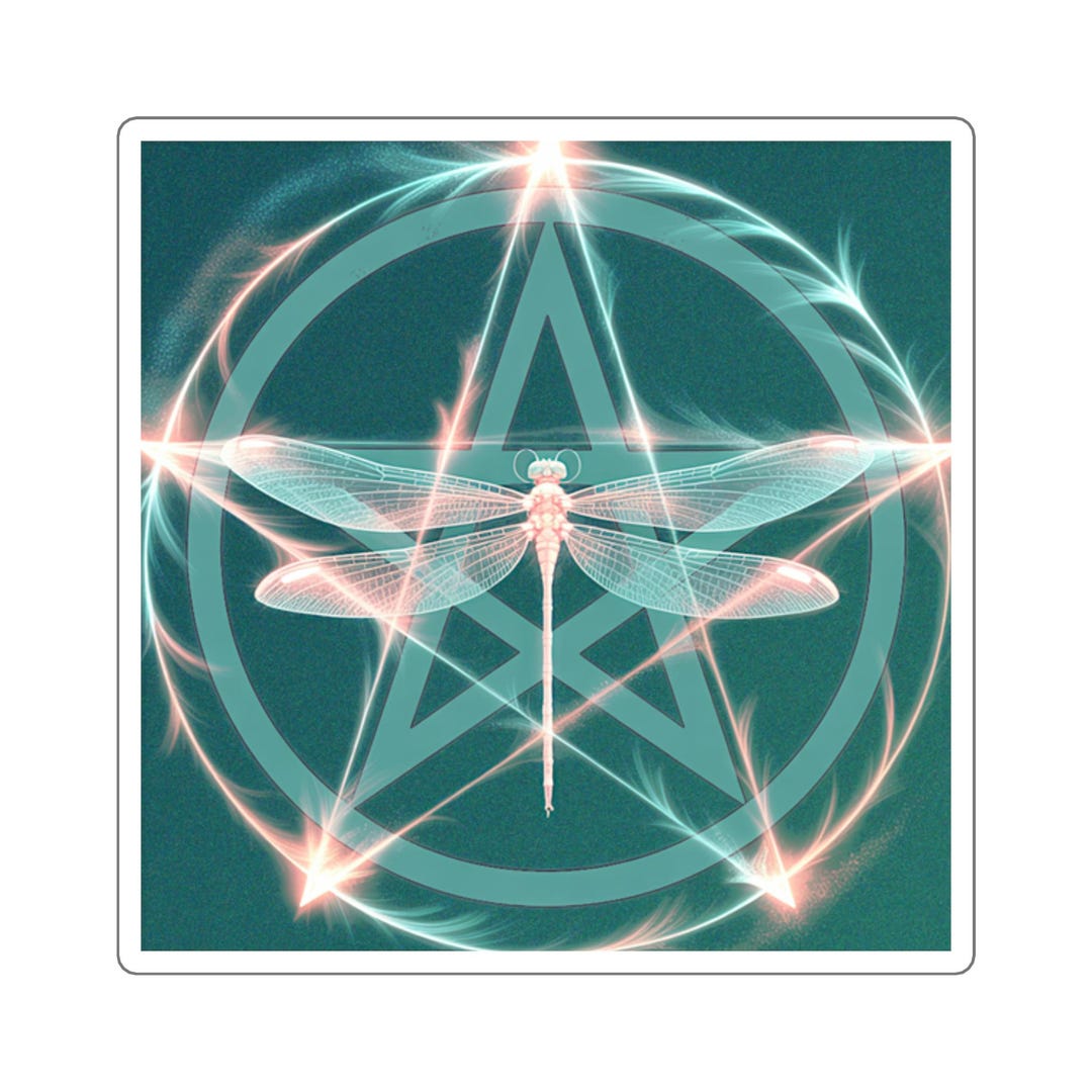 Dragonfly Pentacle Design Square Stickers | Enchanting Aesthetic Decor ...