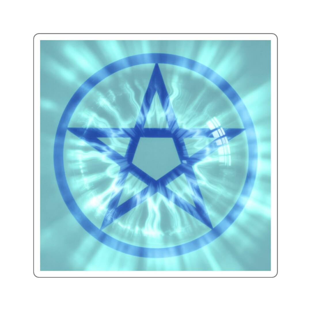 Blue Pentacle Design Square Stickers, Light Energy Iris Eye, Spiritual ...