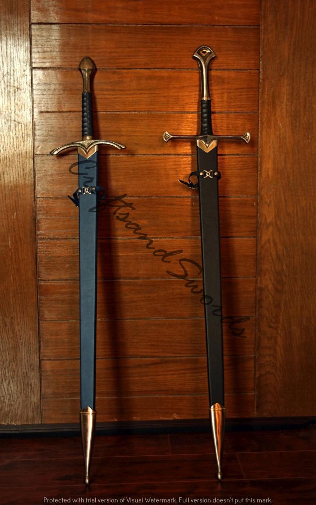 Handmade Medieval Sword Set: Black & Gold Decorative Collectibles ...