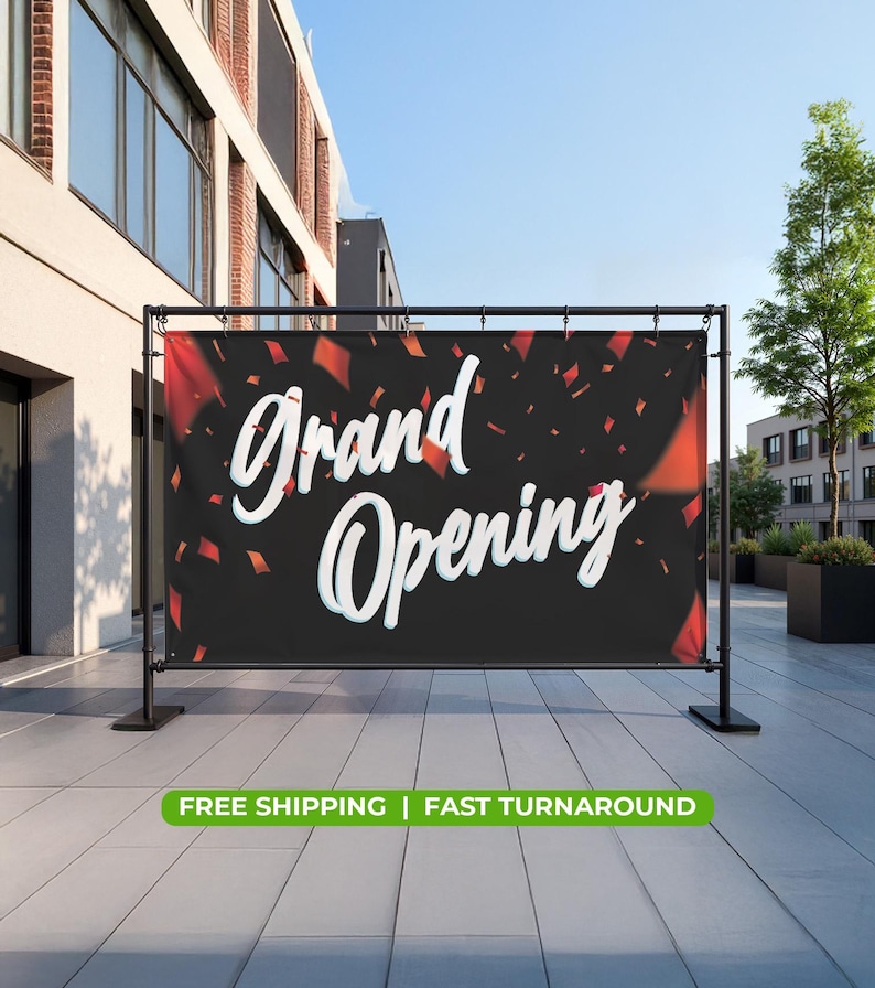 Personalized 'grand Opening' Banner | Custom Vinyl Sign With Your Logo ...