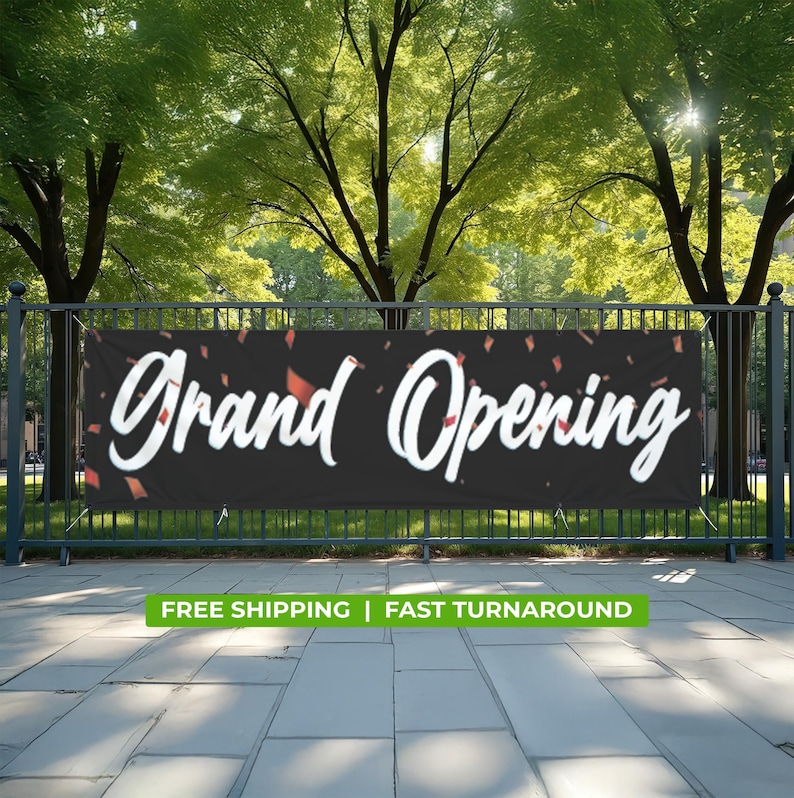 Personalized 'grand Opening' Banner | Custom Vinyl Sign With Your Logo ...