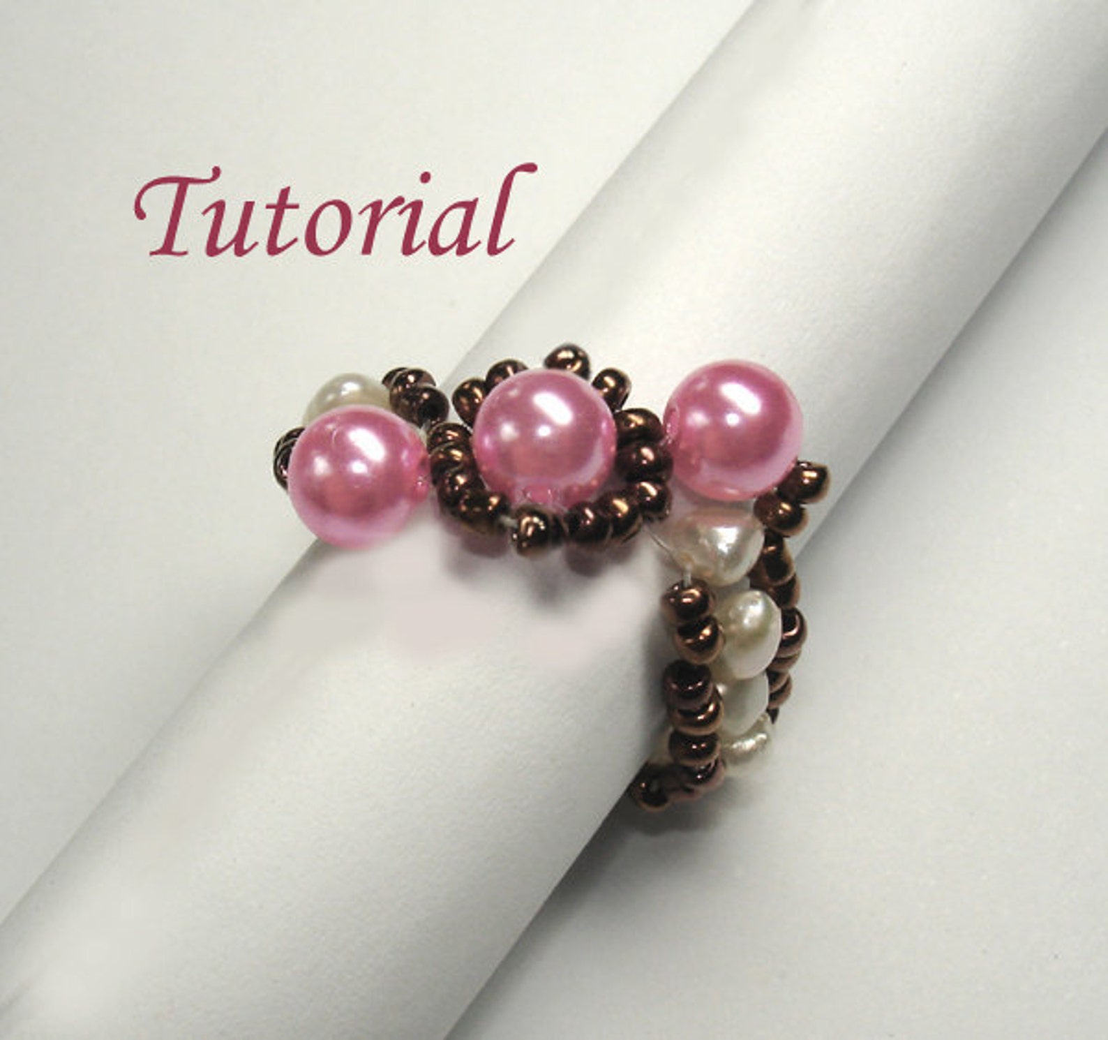Beaded Ring Tutorial Beading Tutorial Beaded Three-pearl - Etsy