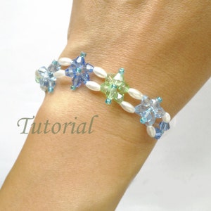 Crystal Bicones Bracelet Tutorial Pattern - Beaded Chain of Flowers ...