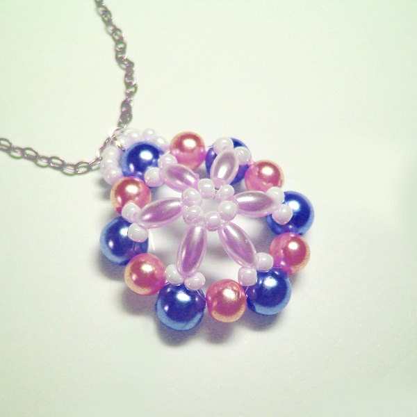 Beading Tutorial - Beaded Snowflake Poinsettia Pendant Christmas Gift ...