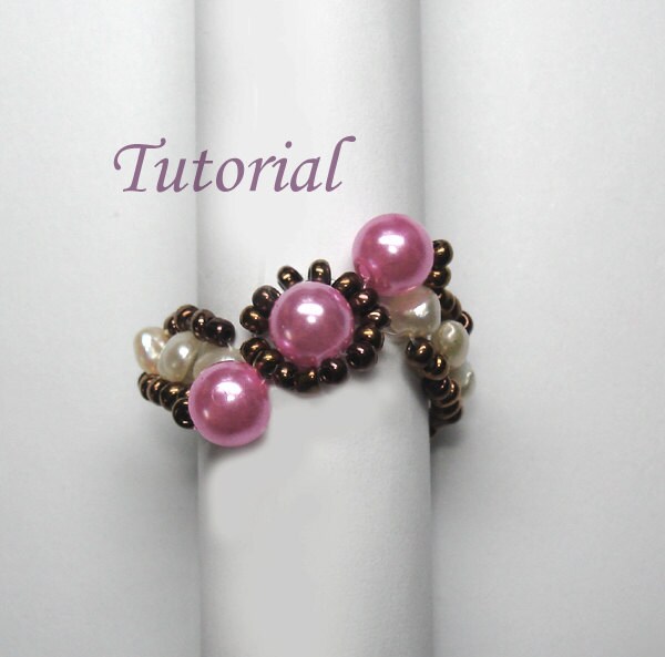 Beaded Ring Tutorial Beading Tutorial Beaded Three-pearl - Etsy