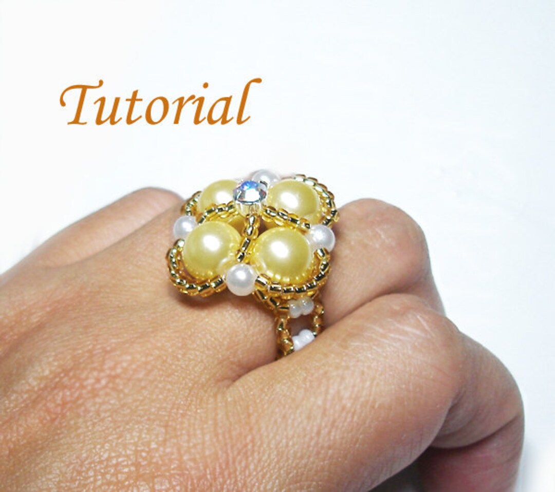 Ring Beading Tutorial - Beaded Royal Ring Tutorial Pattern Beaded Ring ...
