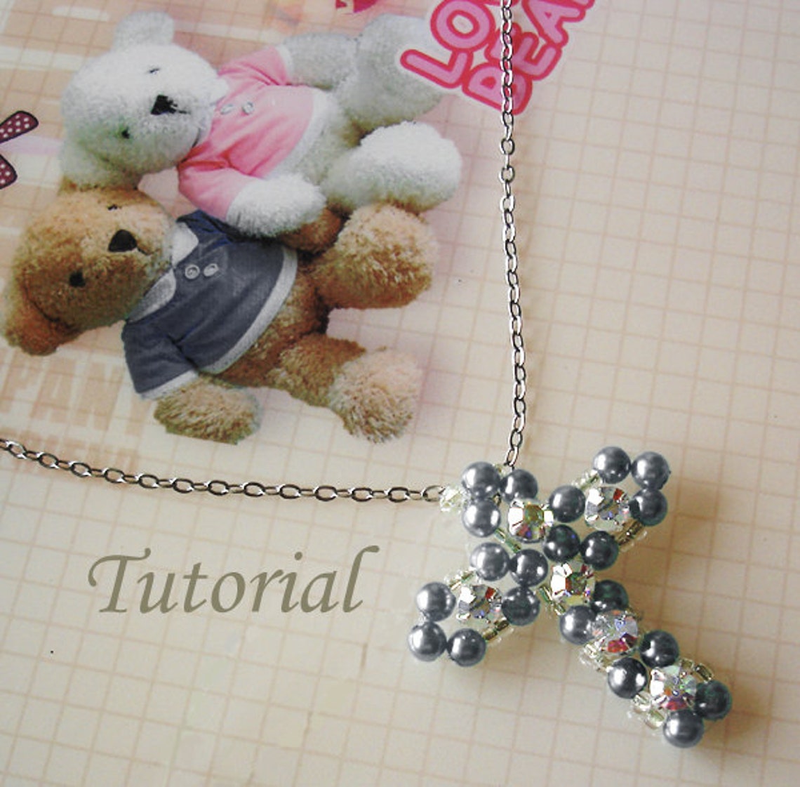Beading Tutorial Beaded Gray Cross Pendant Religious Pendant Making ...