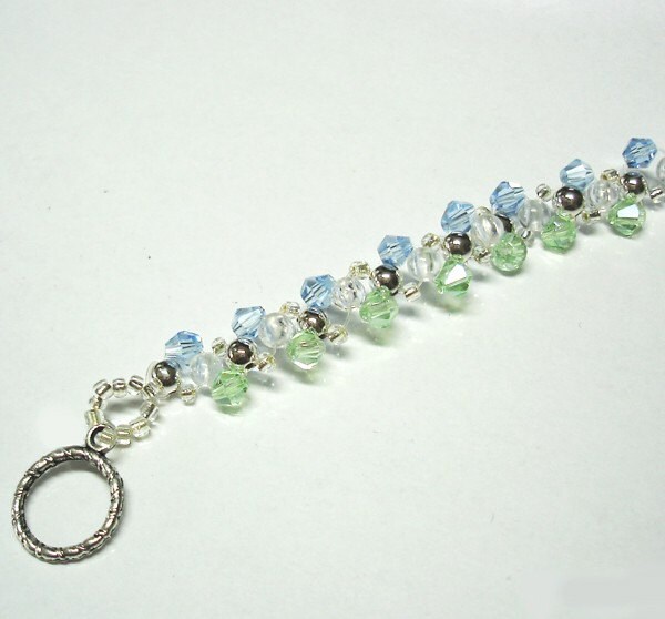 Beading Tutorial - Beaded Ocean Waves Bracelet Pattern, Bicone Tutorial ...