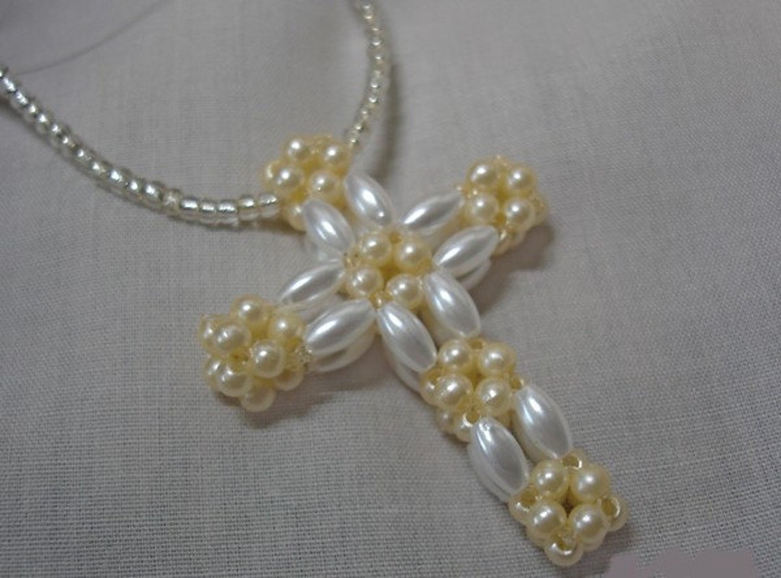 Beaded Cross Beading Tutorial - Beaded Christian Cross Pendant Pattern ...