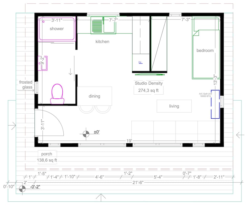 14x20 Ft Studio Plan 280 Sq Ft – Modern Lean-to Shed Cabin - Grey ...