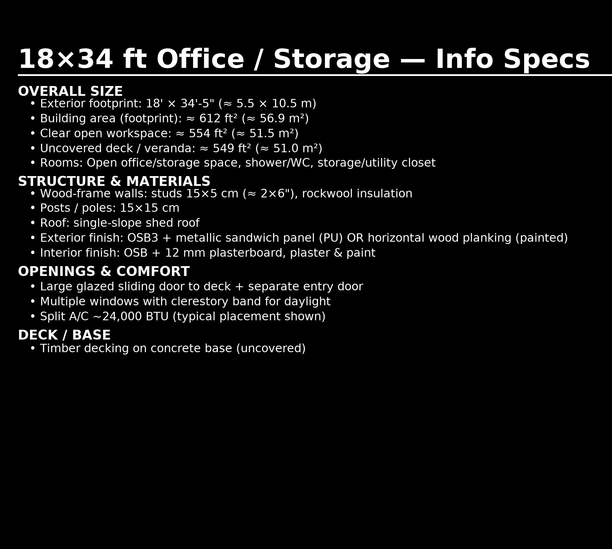 Office & Storage Plan 18x34 Ft – 612 Sq Ft Cabin - Wood Cabin Shed Roof ...