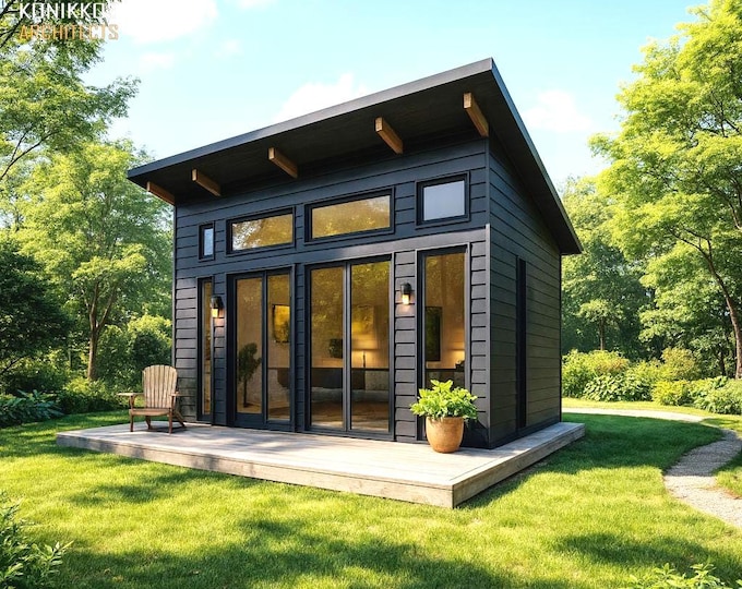 14x20 Ft Office + Storage Plan – 280 Sq. Ft, Grey, Full Bath, Multiple ...