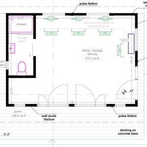 Custom 14x20 Ft Office + Storage Plan – 280 Sq. Ft, Grey, Full Bath ...