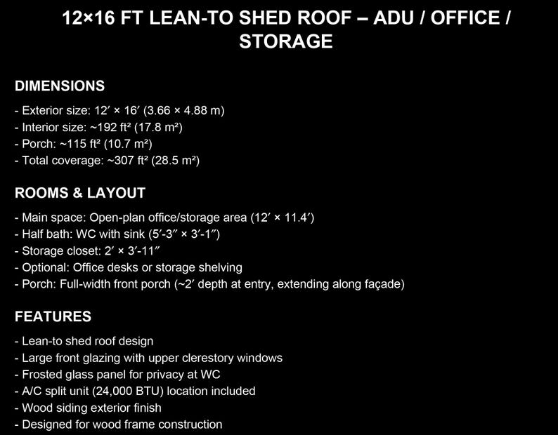 12x16 Ft Backyard Office Custom Shed – 192 Sq Ft + Half Bath + Porch ...