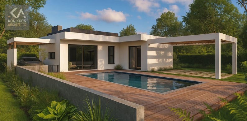 Modern 2 Bedroom House Plan – 950 Sq Ft | One-story Villa With Pool ...