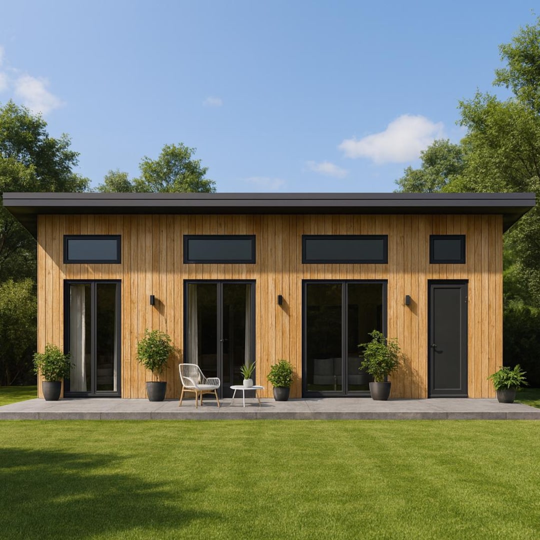 2 Bedroom Lean-to Cabin Plan – 850 Sq Ft Shed Roof Home, 18x48ft Layout ...