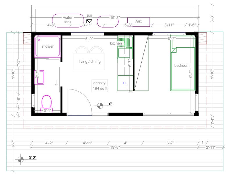 Light Wood ADU Cabin Floor Plan – 10x20 Ft, 200 Sq Ft Flat Roof Shed ...