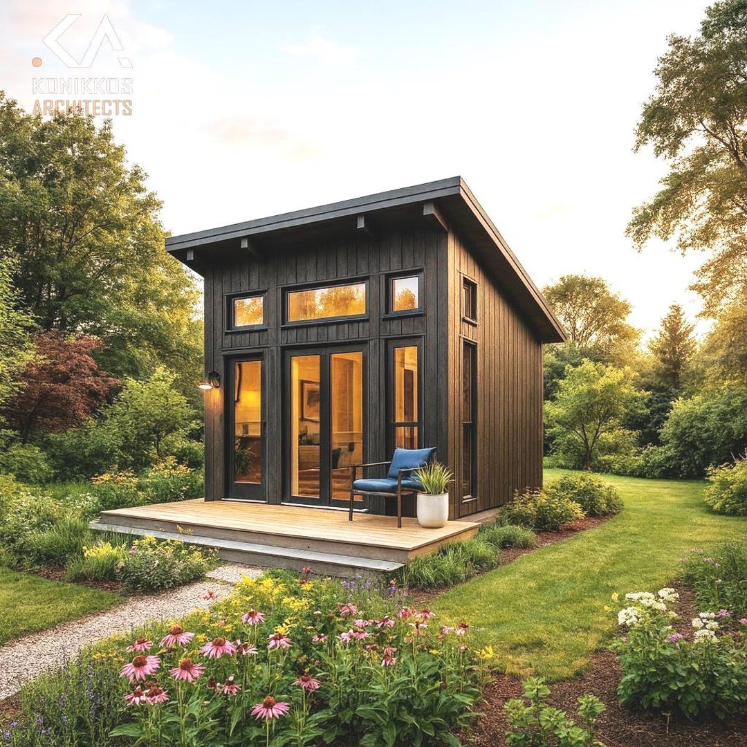14x14 Ft Storage Shed - Home Office – 196 Sq Ft ADU With Porch, Wooden ...