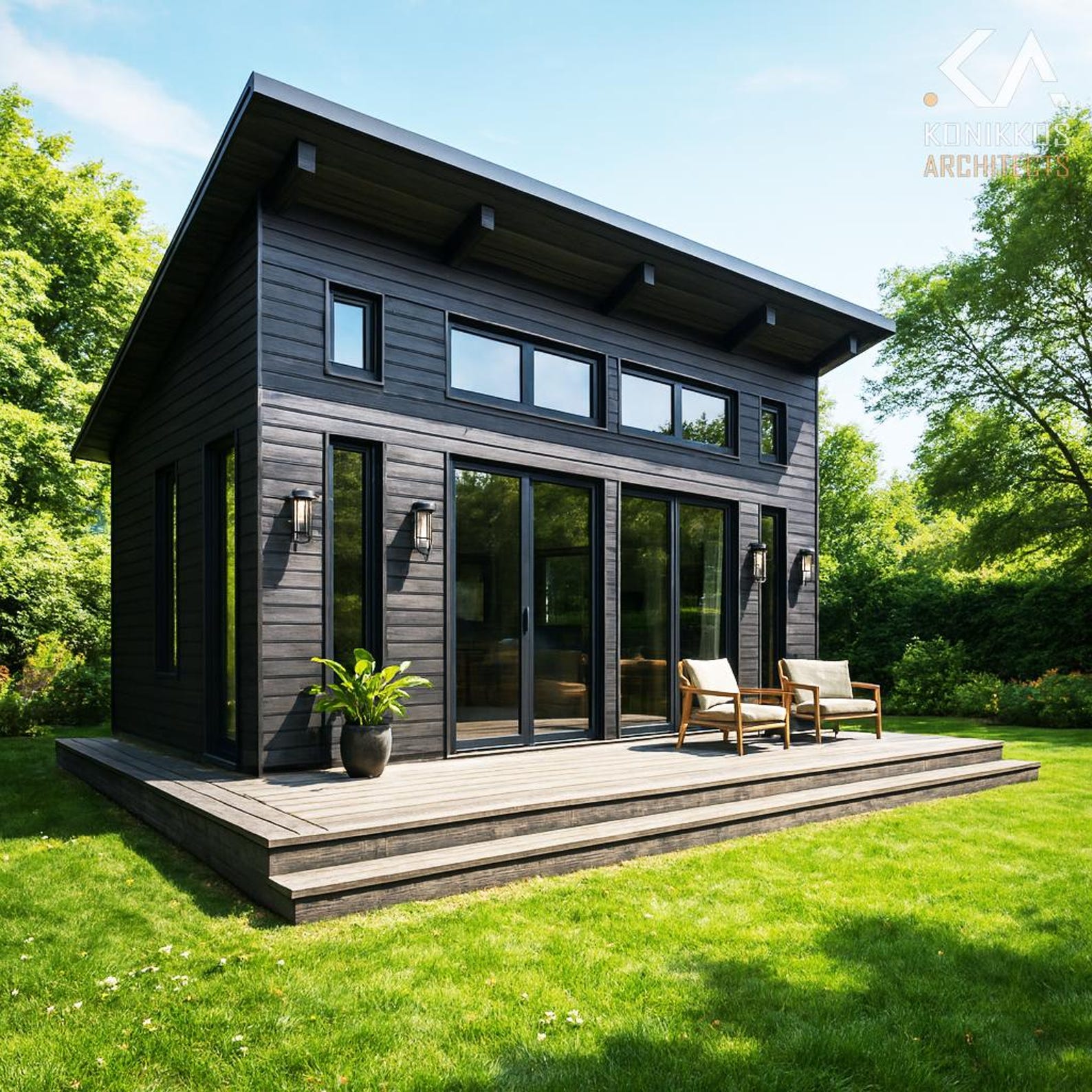 14x20 Ft Studio Plan 280 Sq Ft – Modern Lean-to Shed Cabin - Grey ...