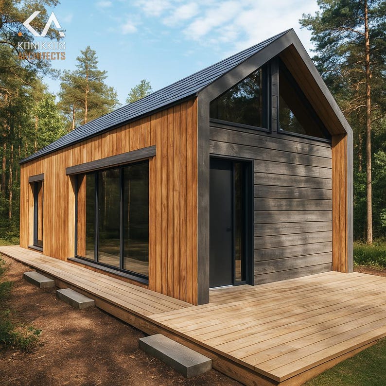 Rustic 1 Bedroom Tiny House – 18x38 Sq Ft - Modern Barn Style Architectural Plans, 650 Sq Ft ADU ...