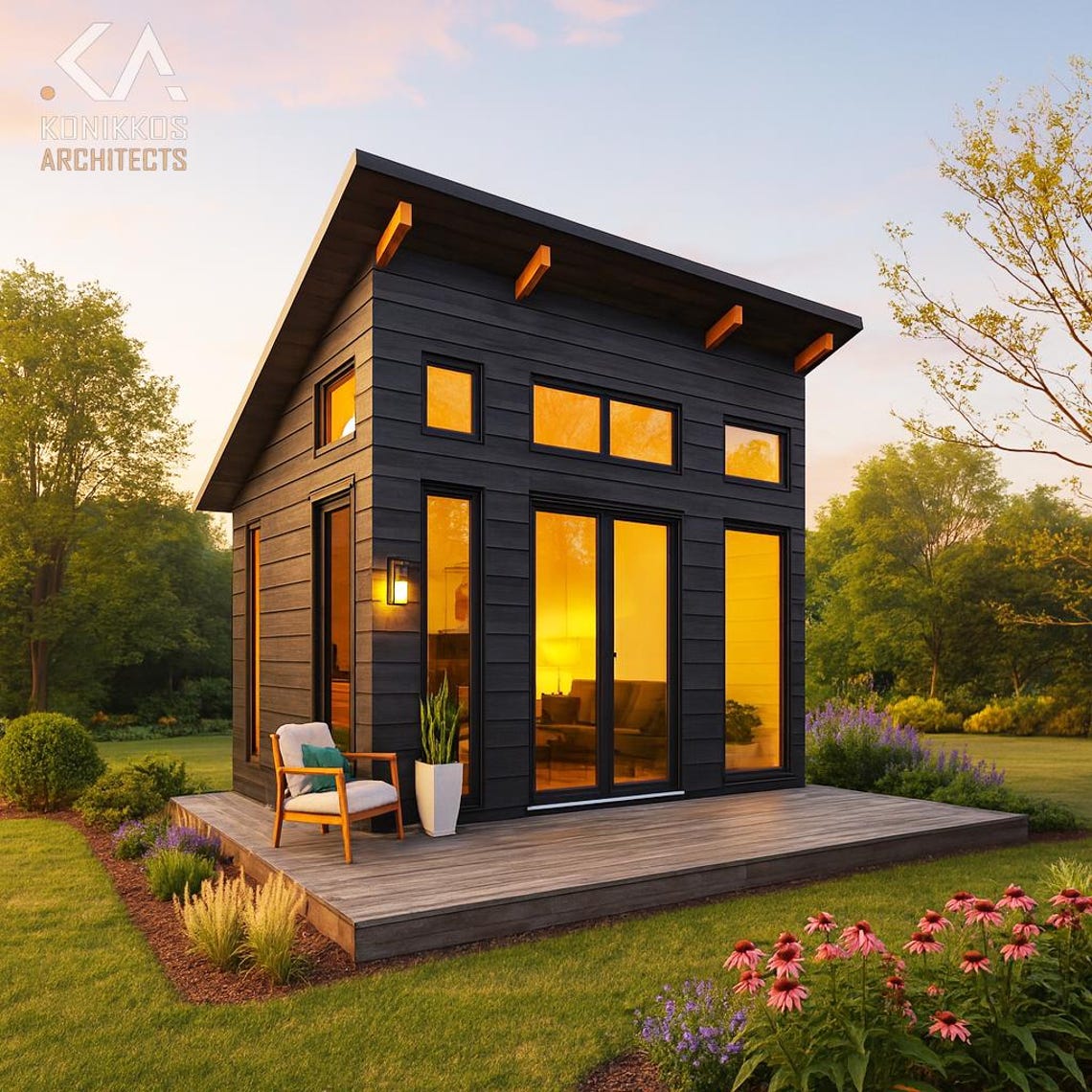 Modern Shed Roof 12x14 Ft Storage - Office ADU Architectural Plans ...