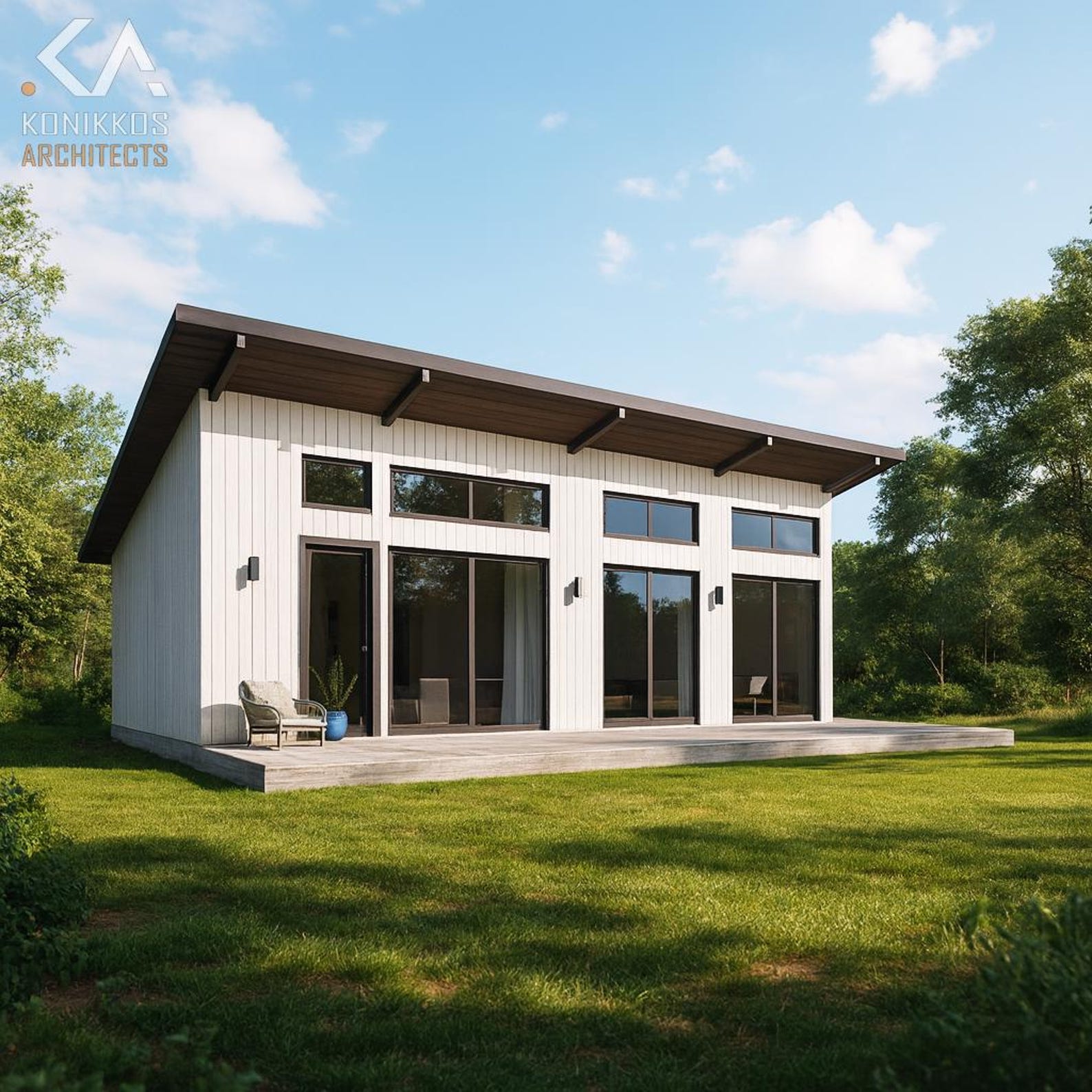 720 Sq Ft - 20x36 Ft - 2 Bed Compact Cabin Plan – Porch, Double Sink ...