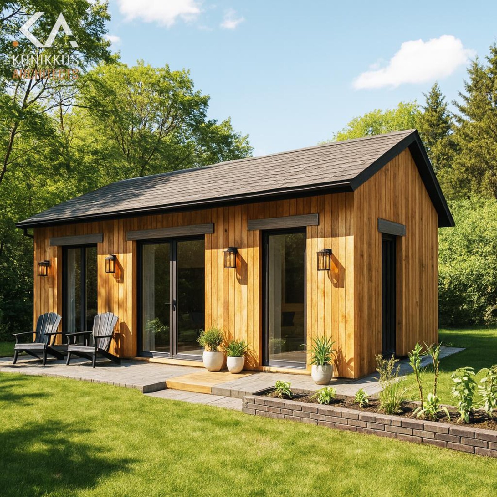 Rustic Barn Cabin House 18x32 Plan – 550 Sq Ft + Porch, 1 Bedroom Gable ...