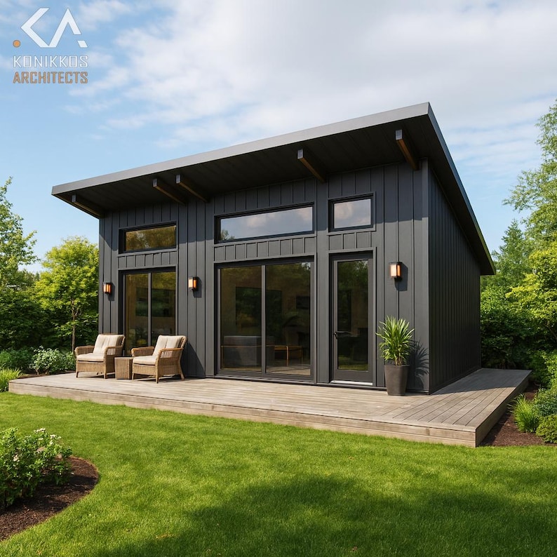 20x30 - 1 Bedroom Cabin Plans | 600 Sq Ft ADU House Plan With Porch ...