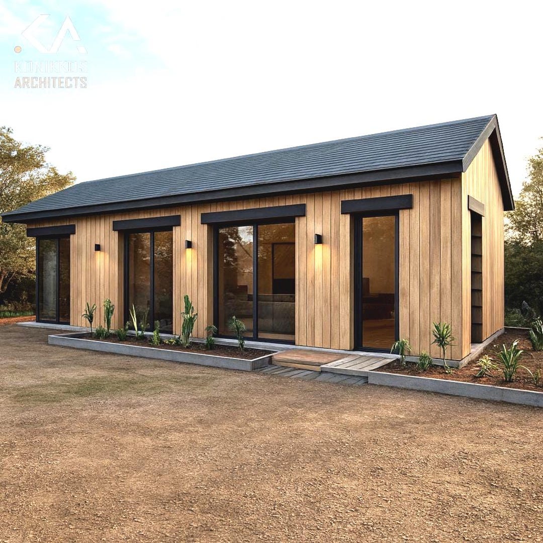 Modern Barn Style 2 Bedroom Plan – 850 Sq Ft, 18x48ft Small ADU With ...