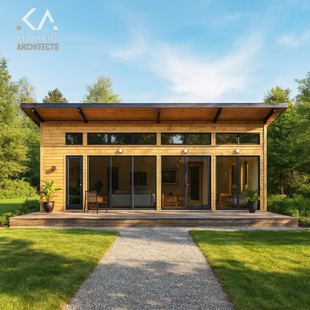 20x40 Cabin House Plan – 2 Bed, 800 Sq. Ft, Light Wood Planking, Full ...