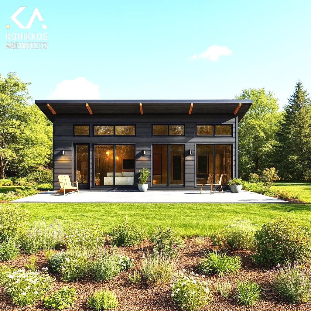20x36 Ft - 2 Bedroom Cabin Plans • 700 Sq. Ft • Grey Siding • Single ...