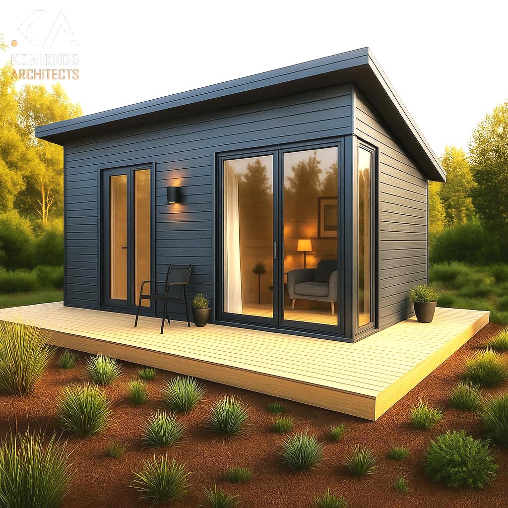 10x20 Ft Grey Modern Shed Cabin Plan, 200 Sq. Ft ADU Studio Backyard ...