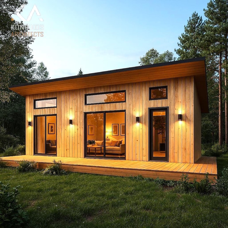 1 Bedroom 18x38 Ft - 684 Sq Ft, Modern Lean to Shed Roof House, Tiny ...