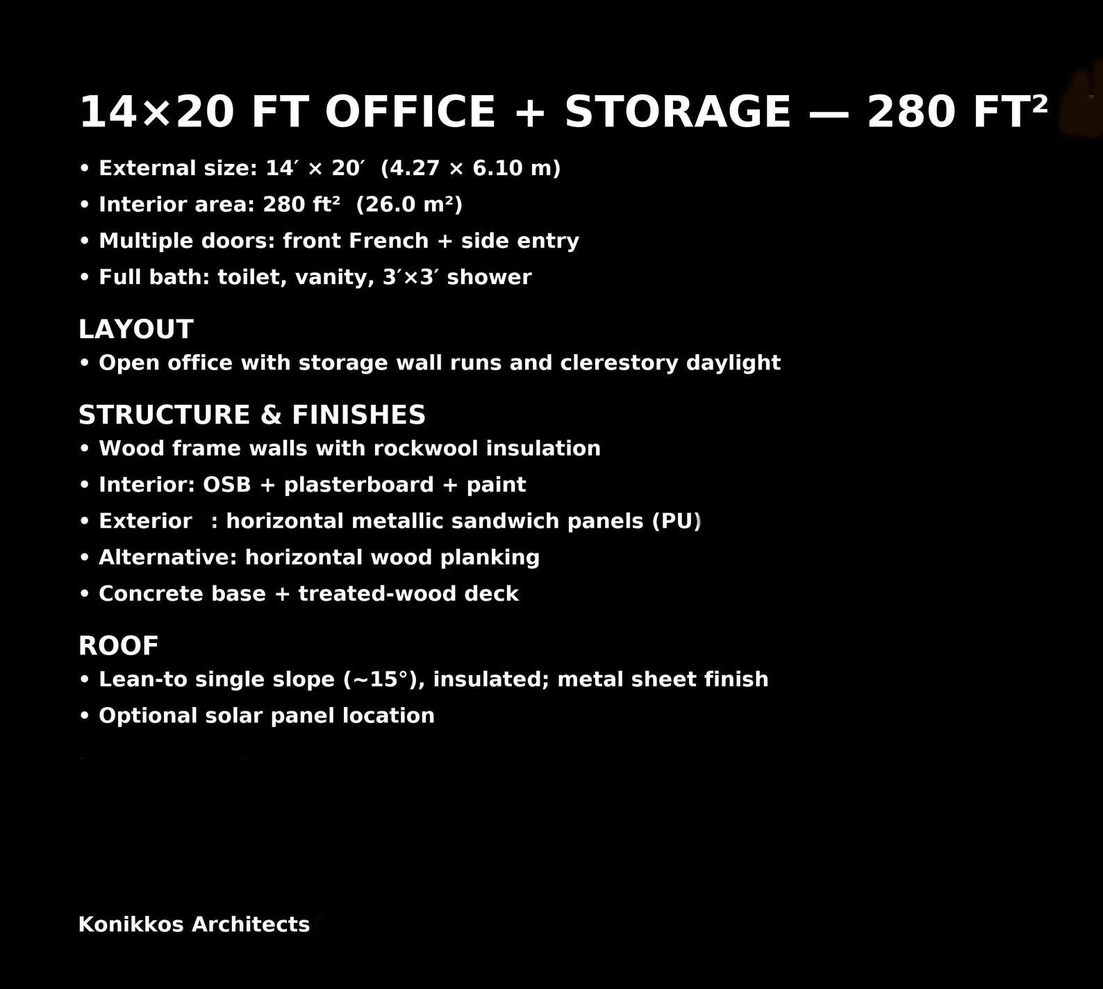 Custom 14x20 Ft Office + Storage Plan – 280 Sq. Ft, Grey, Full Bath ...