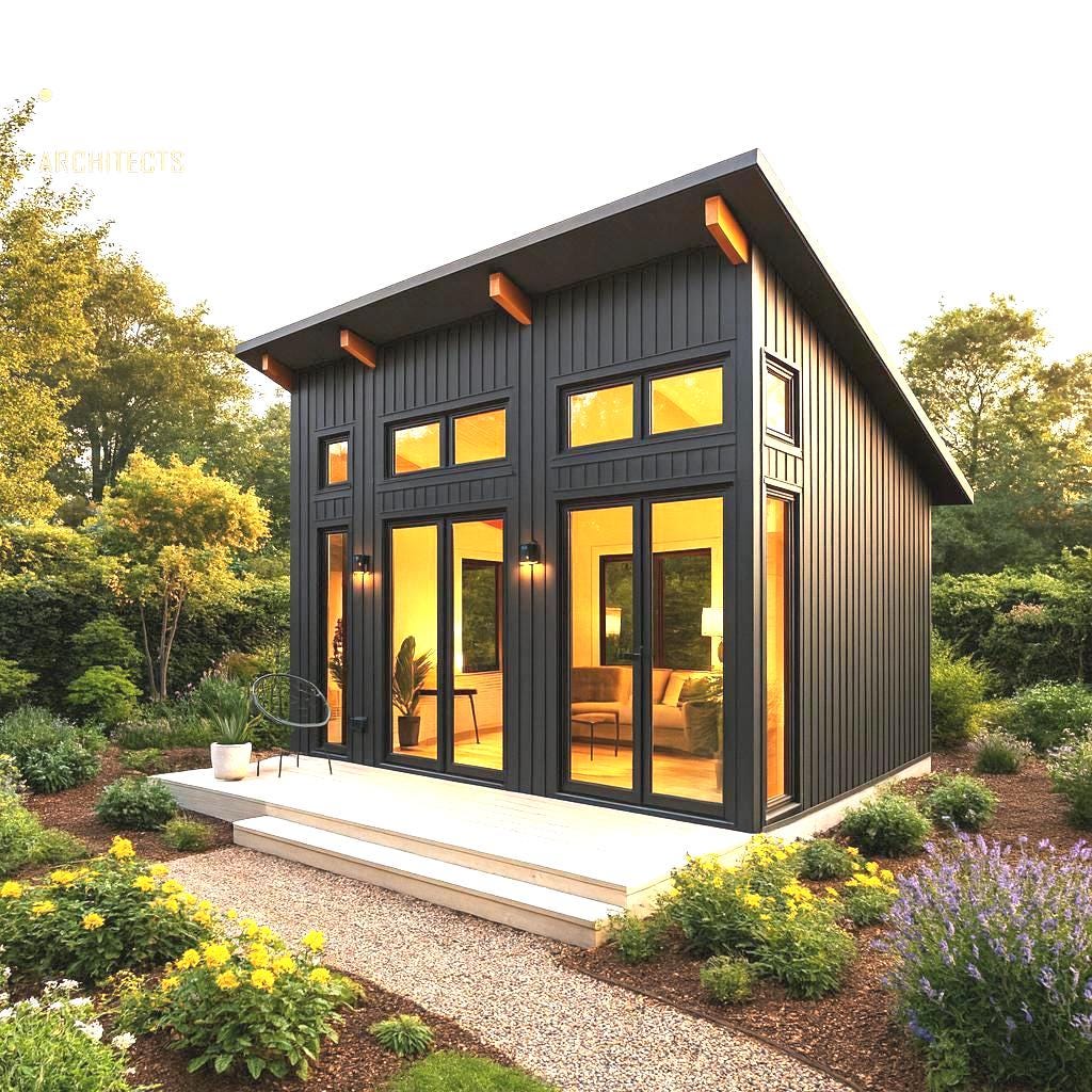 12x16 Ft Backyard Office Custom Shed – 192 Sq Ft + Half Bath + Porch ...