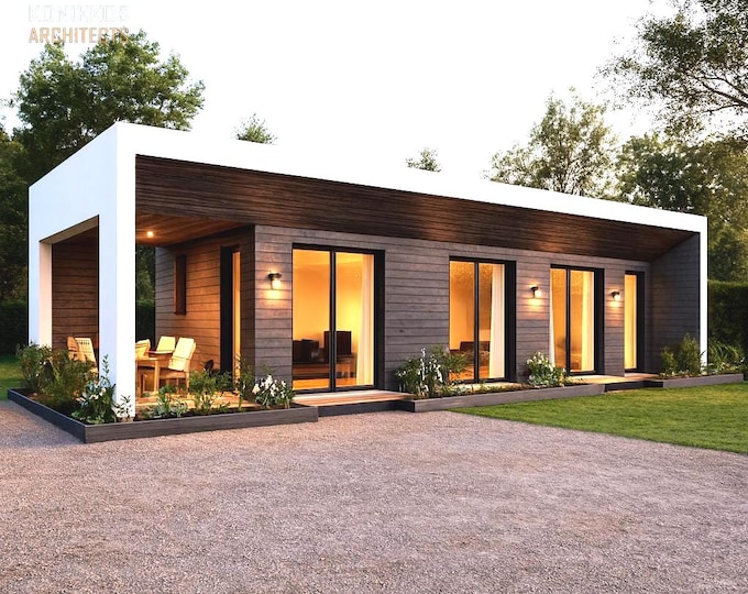 22' X 48' (15 X 7 Meters) Lean to Cottage Architectural Plans - Custom ...