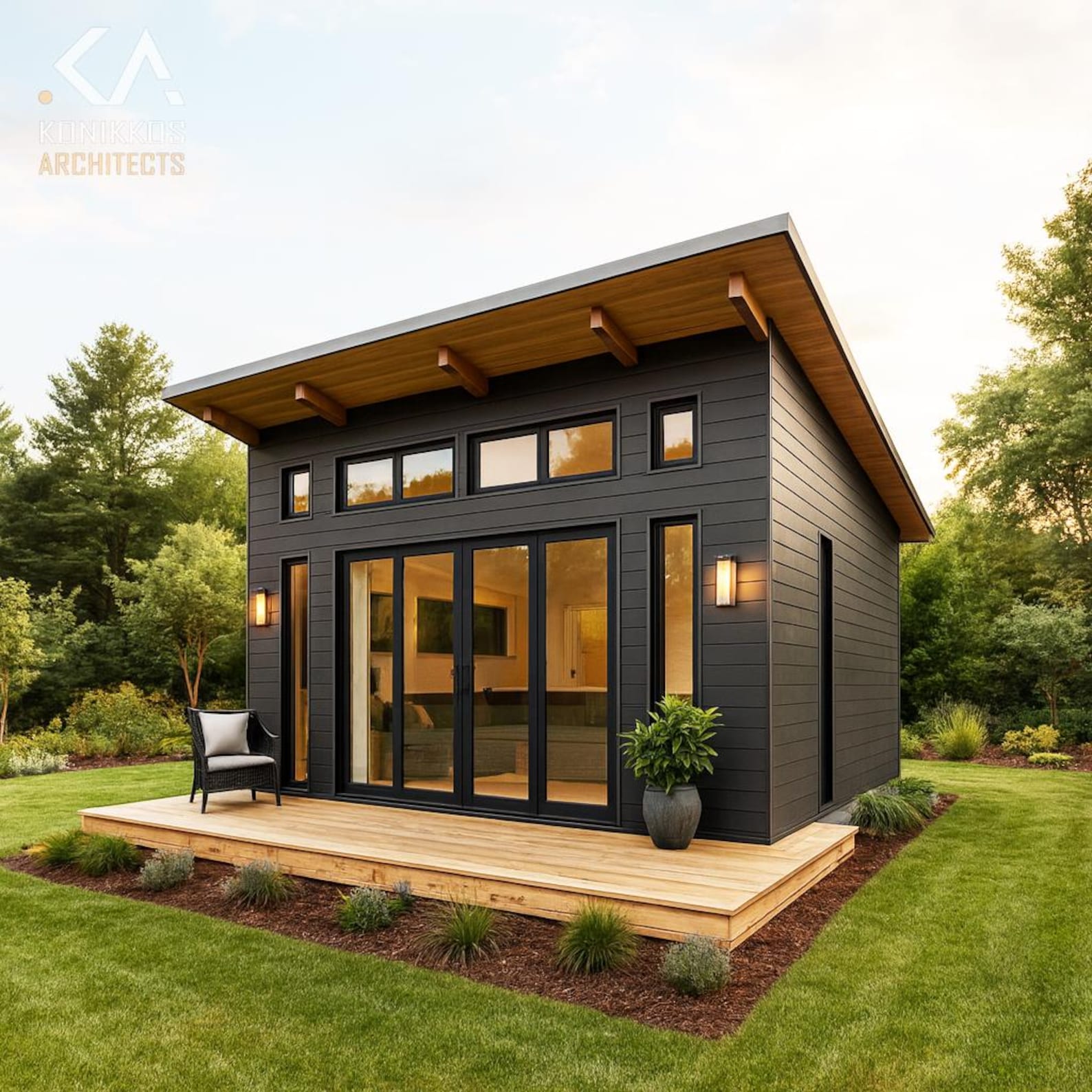14x20 Ft Studio Plan 280 Sq Ft – Modern Lean-to Shed Cabin - Grey ...