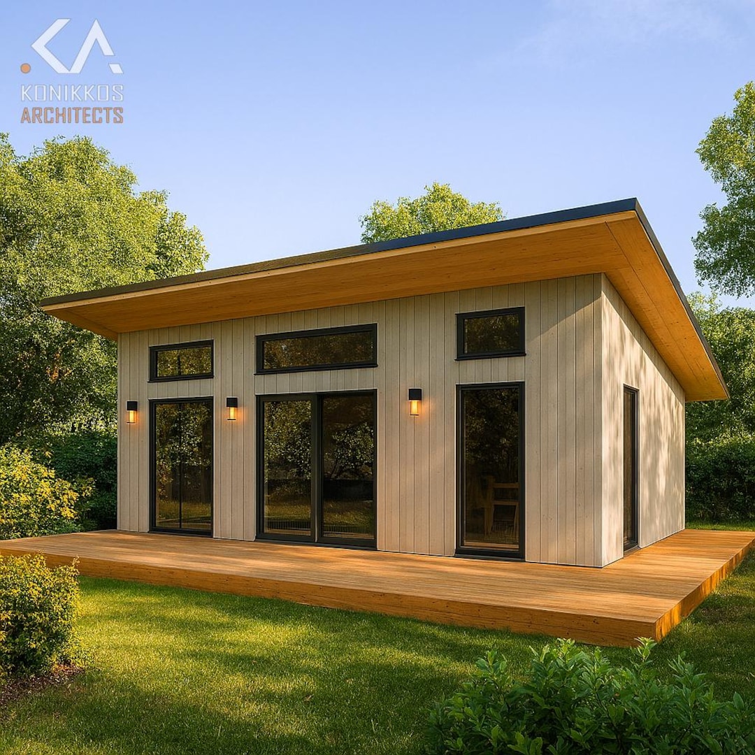 550 Sq Ft 1-bed Lean-to Cabin Plan • 18x32 Tiny Home Blueprint • DWG ...