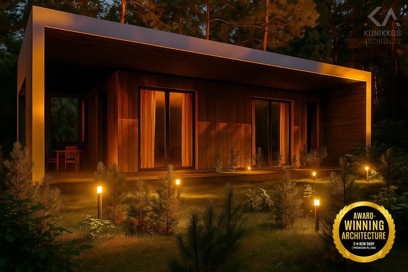 Modern 1 Bedroom Cabin House Plan – 18x38 Ft, 600 Sq Ft + Porch, ADU ...