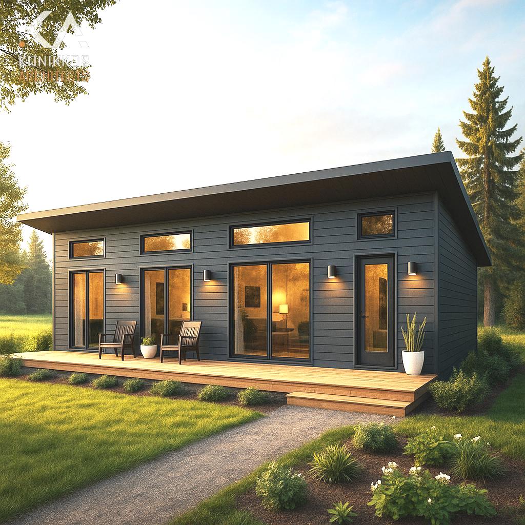 18x48 Ft, 864 Sq Ft Cabin Plan – 2 Bedroom Lean-to House With Shed Roof ...