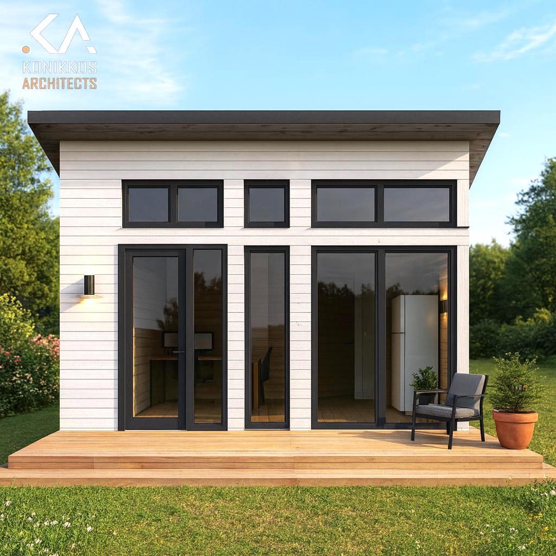 Modern 10x20 Backyard Office Plan – 200 Sq Ft Shed, Full Bath ...